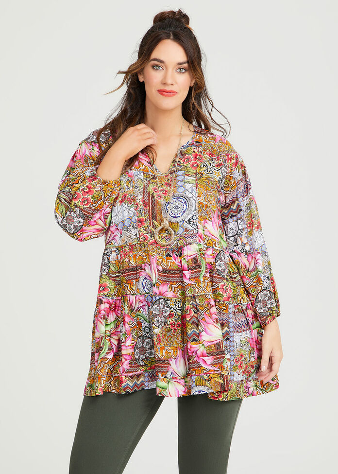 Shop Plus Size Natural Print Mix Tunic, Multi | Taking Shape AU