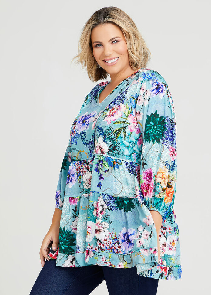 Shop Plus Size Natural Floral Blooms Tunic in Floral | Sizes 12-30 ...
