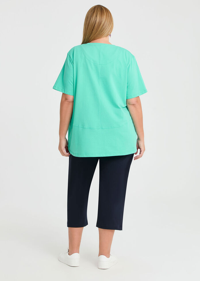 Shop Plus Size Cotton Flower Applique Sweat Top, Green | Taking Shape NZ