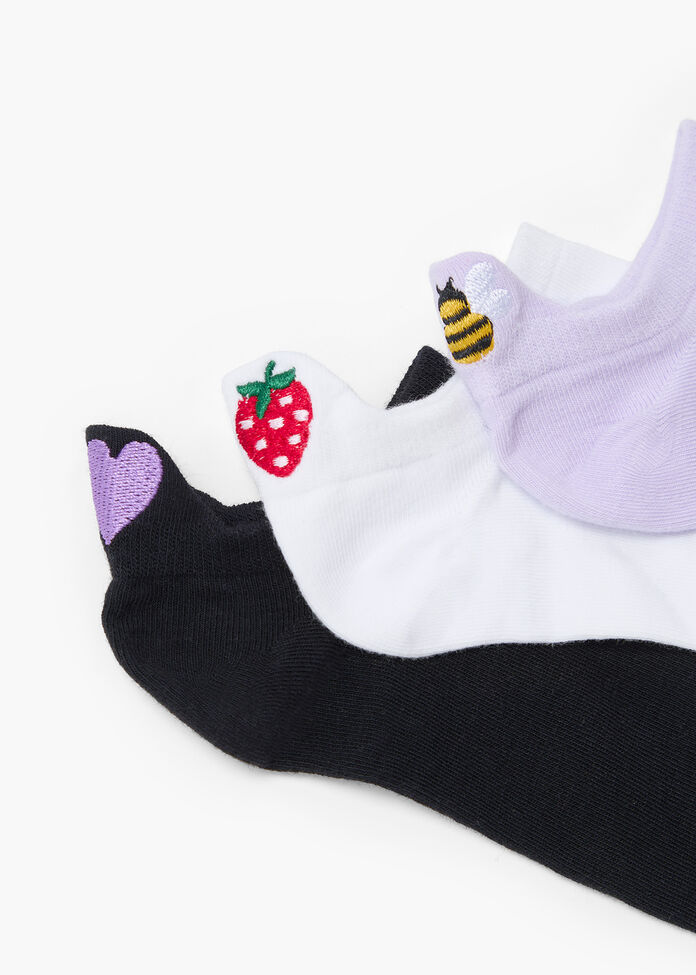 Shop 3 Pack Cotton Embroidered Socks in Multi | Accessories | Taking ...
