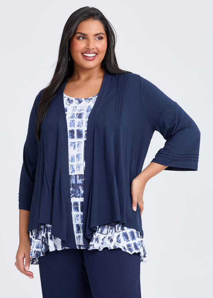 Shop Plus Size Transit Pintuck Bamboo Cardigan, Blue | Taking Shape AU
