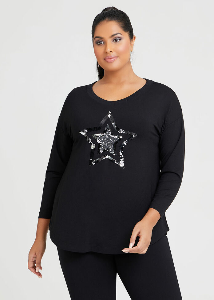 Shop Plus Size Natural Shining Star Top, Black | Taking Shape AU
