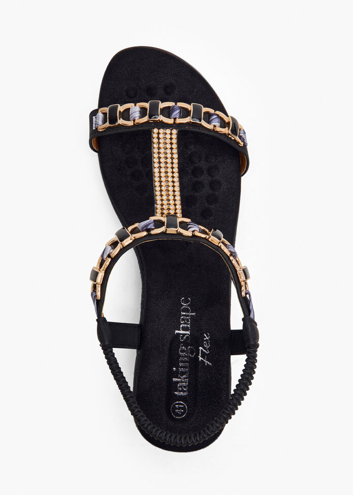 Women's Black & Gold Jewel Wedge Flex Sandals | Taking Shape AU