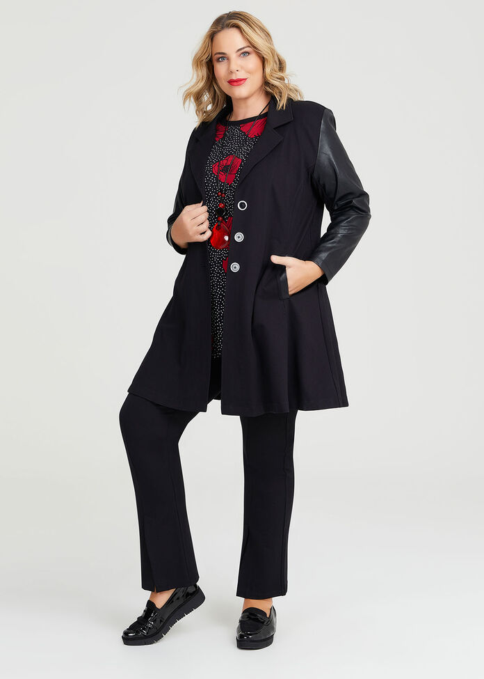 Shop Plus Size Bamboo Ponte & Pleather Jacket, Black | Taking Shape AU