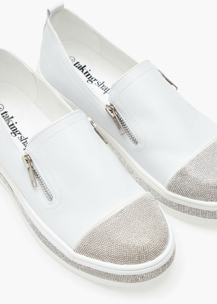 Shop White Diamante Side Zip Loafer | Comfortable Shoes | Taking Shape NZ