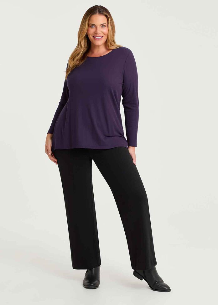 Shop Plus Size Rib Back Button Detail Top, Purple | Taking Shape NZ