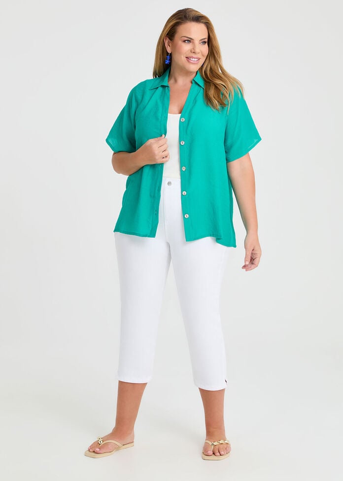 Shop Plus Size Natural Collared Button Shirt, Green | Taking Shape AU