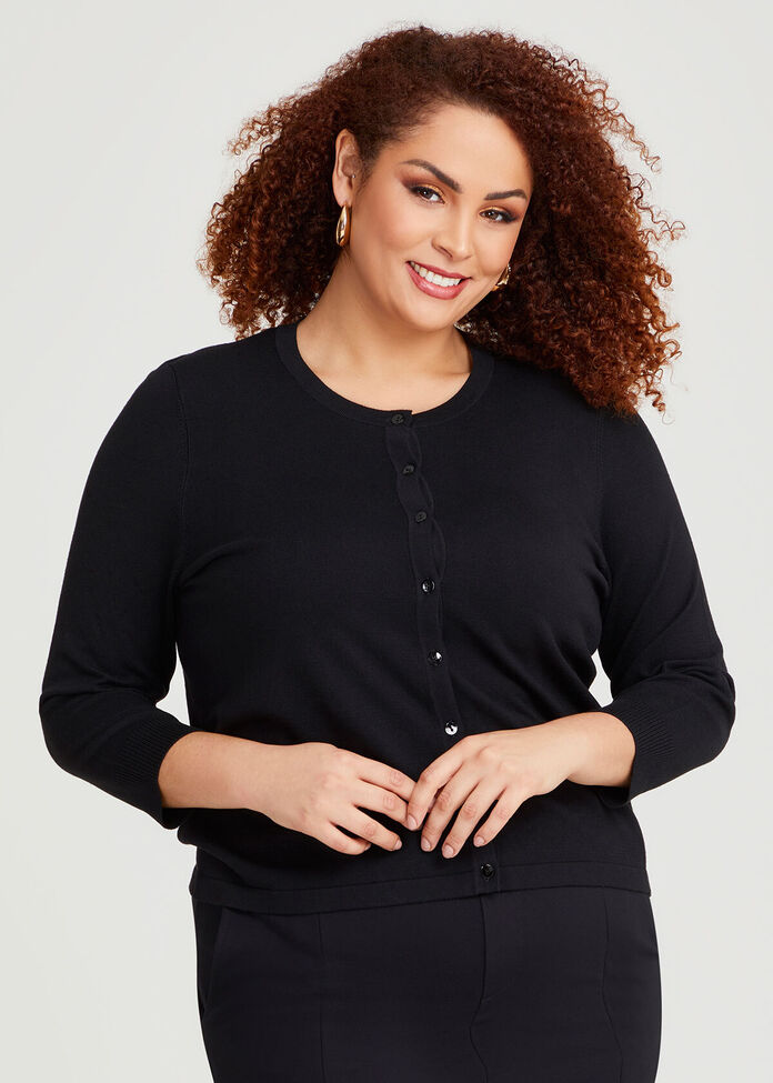 Shop Plus Size Colour Natural Short Cardigan, Black | Taking Shape AU