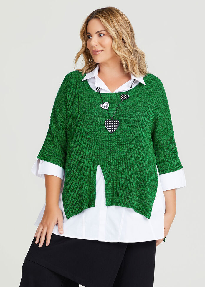 Shop Plus Size Envy Rib Cotton Blend Jumper, Green | Taking Shape NZ