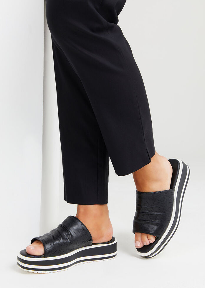Shop Black Striped Wedge Slide | Comfortable Shoes | Taking Shape AU