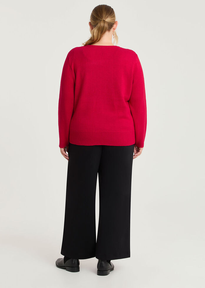 Shop Plus Size Rib Detail Jumper, Red | Taking Shape NZ