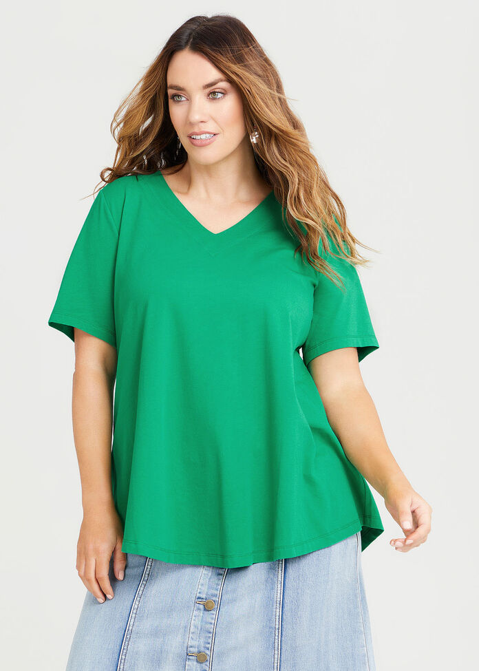 Shop Plus Size Organic V-neck Swing Basic Tee, Black | Taking Shape AU