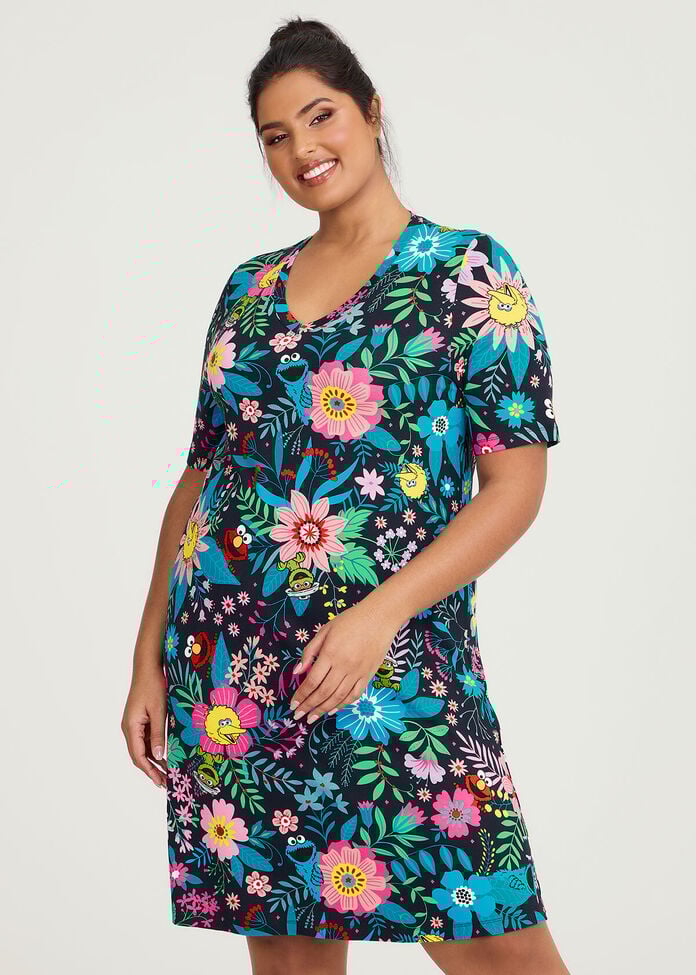 Shop Plus Size Sesame Street Floral Nightie, Multi | Taking Shape AU