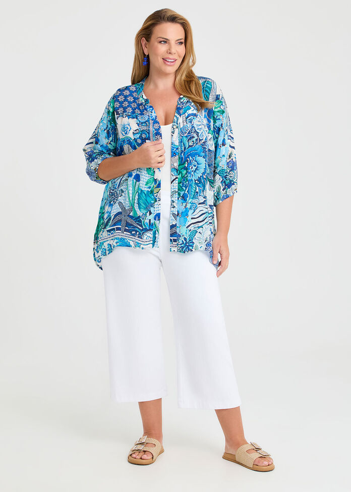 Shop Plus Size Natural Seabloom Button Top, Multi | Taking Shape AU