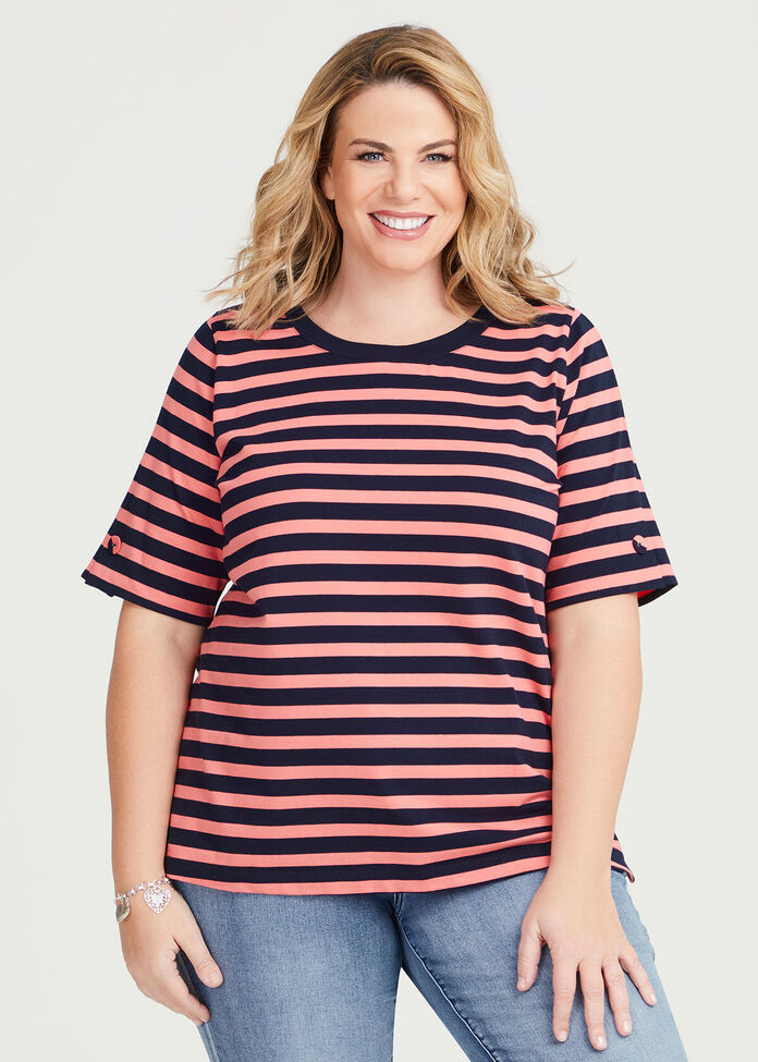 Shop Plus Size Cotton Stripe Breton Top in Blue | Taking Shape NZ