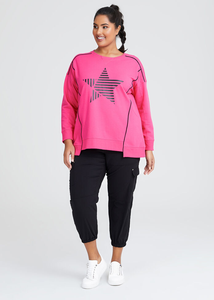Shop Plus Size Cotton Star Active Sweatshirt in Red | Taking Shape AU