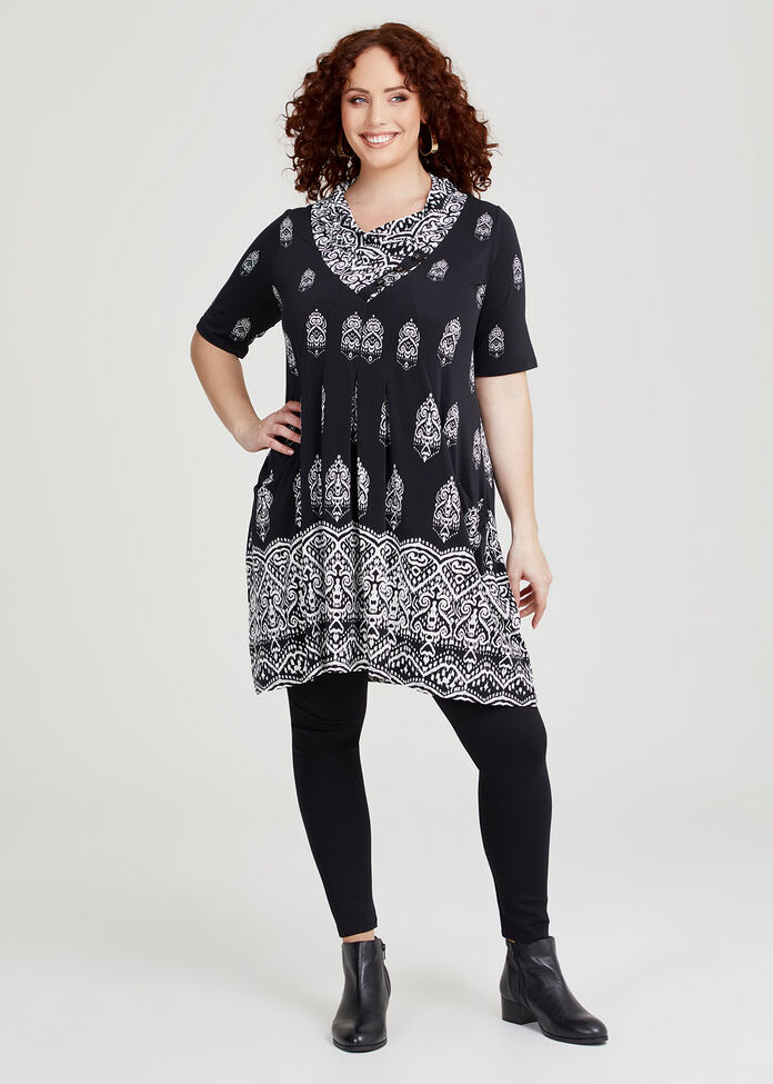 Shop Plus Size Border Print Tunic, Black | Taking Shape AU