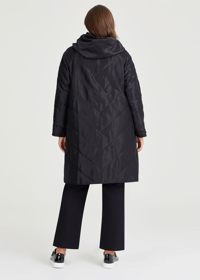 Shop Plus Size Reversible Spot Print Puffer Coat, Black | Taking Shape AU
