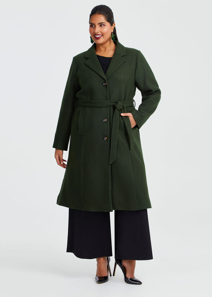 Green Kala Belted Coat | Plus Size Women's | Taking Shape AU