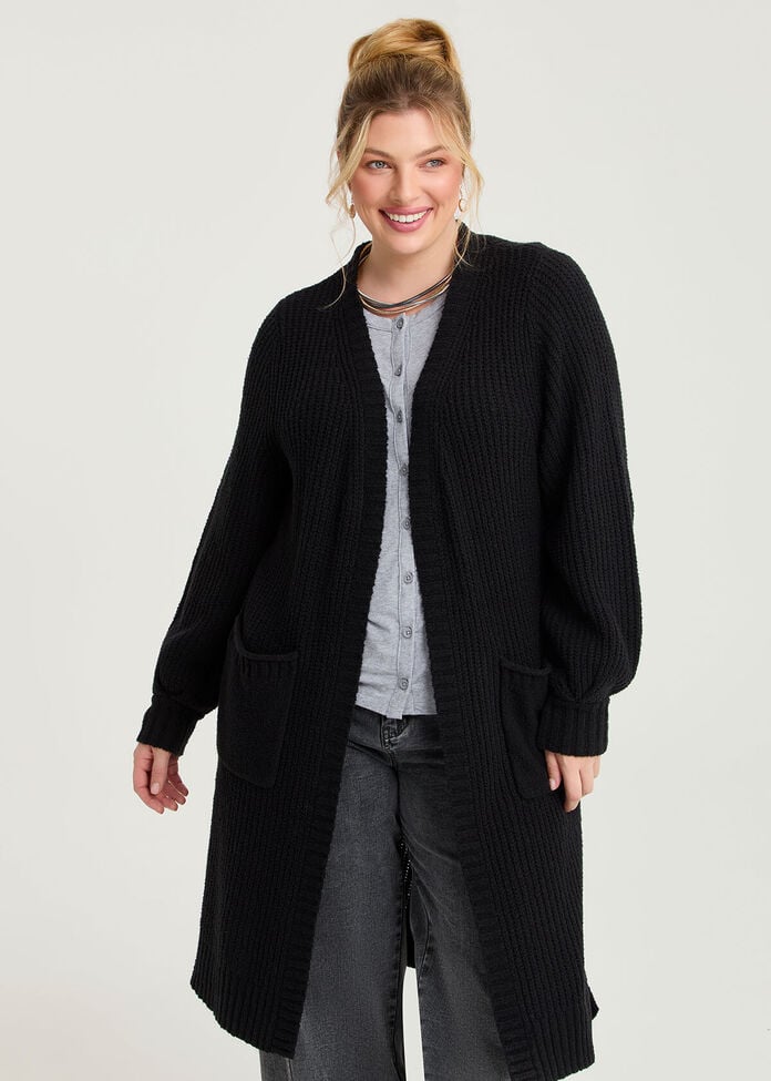 Shop Plus Size Longline Pocket Rib Cardigan, Black | Taking Shape AU