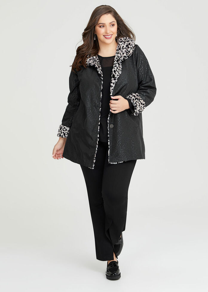 Shop Plus Size Reversible Lush Leopard Faux Fur Coat in Black | Taking ...