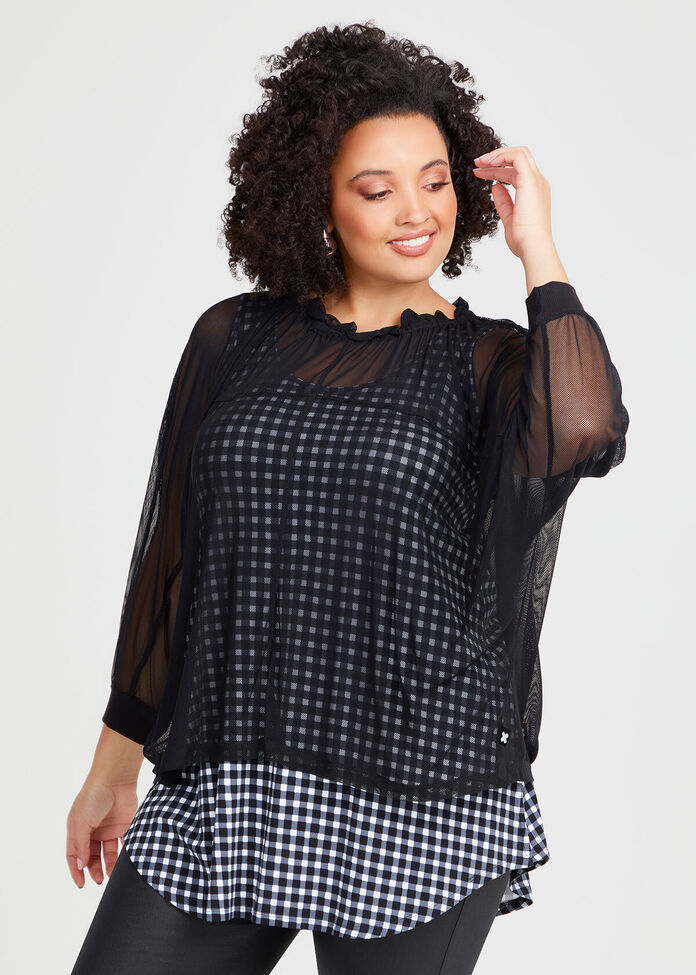 Shop Plus Size Lia Mesh Overlay Top, Black | Taking Shape AU