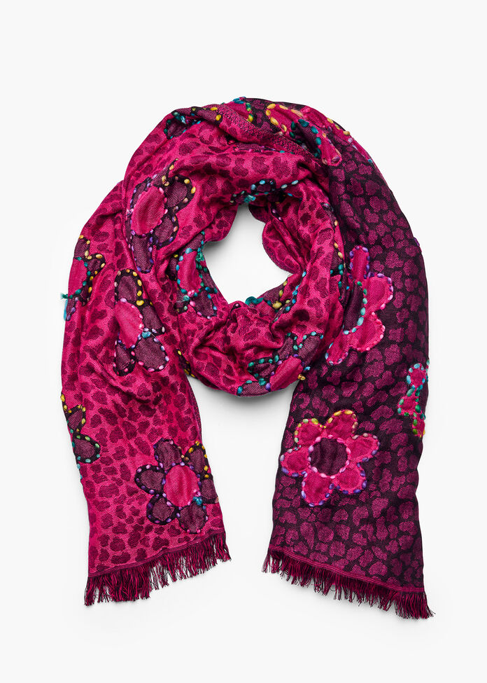 Shop Embroidered Daisy Scarf in Red | Accessories | Taking Shape AU