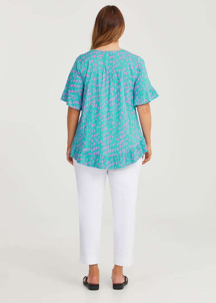 Plus Size Salsa Natural Top in Bluebird Print | Taking Shape AU