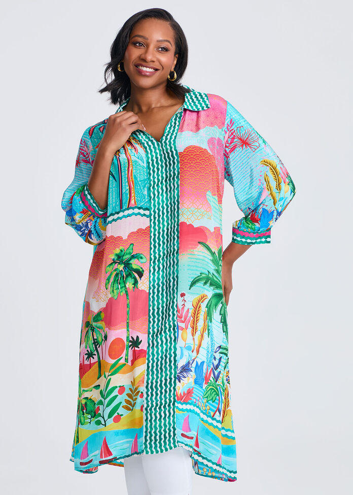 Shop Plus Size Natural Palm Cove Shirt Dress, Print | Taking Shape NZ