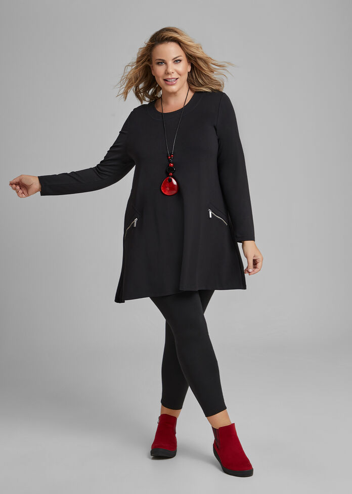 Shop Plus Size Bamboo Ponte Zip Pocket Tunic, Black | Taking Shape AU