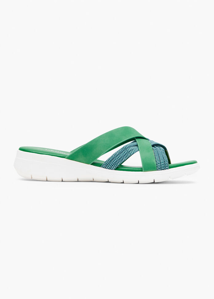 Shop Green Elastic Flex Comfort Slide | Comfortable Shoes | Taking Shape AU