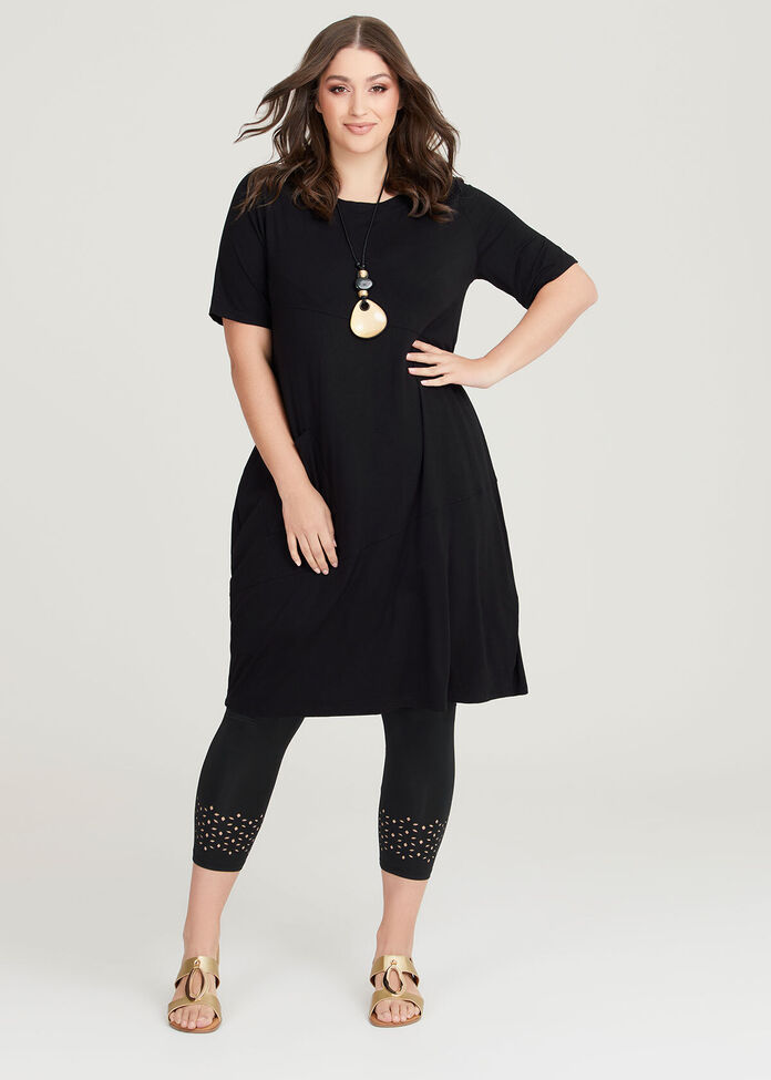 Shop Plus Size Natural Asymmetrical Panel Dress in Black | Taking Shape AU
