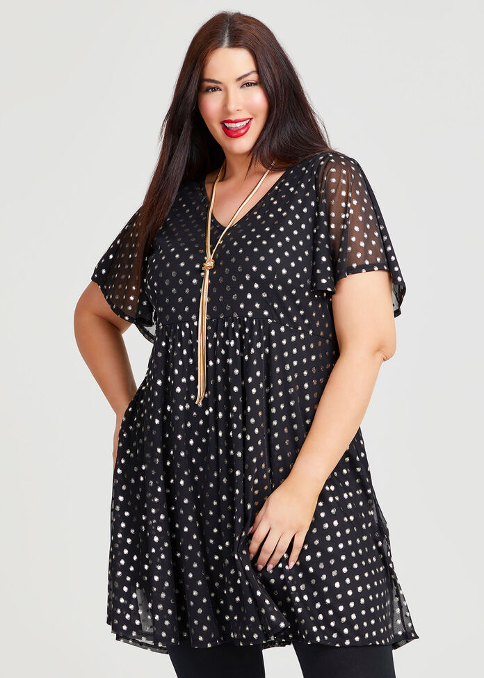 Shop Plus Size Spot Mesh Evening Tunic, Black | Taking Shape AU