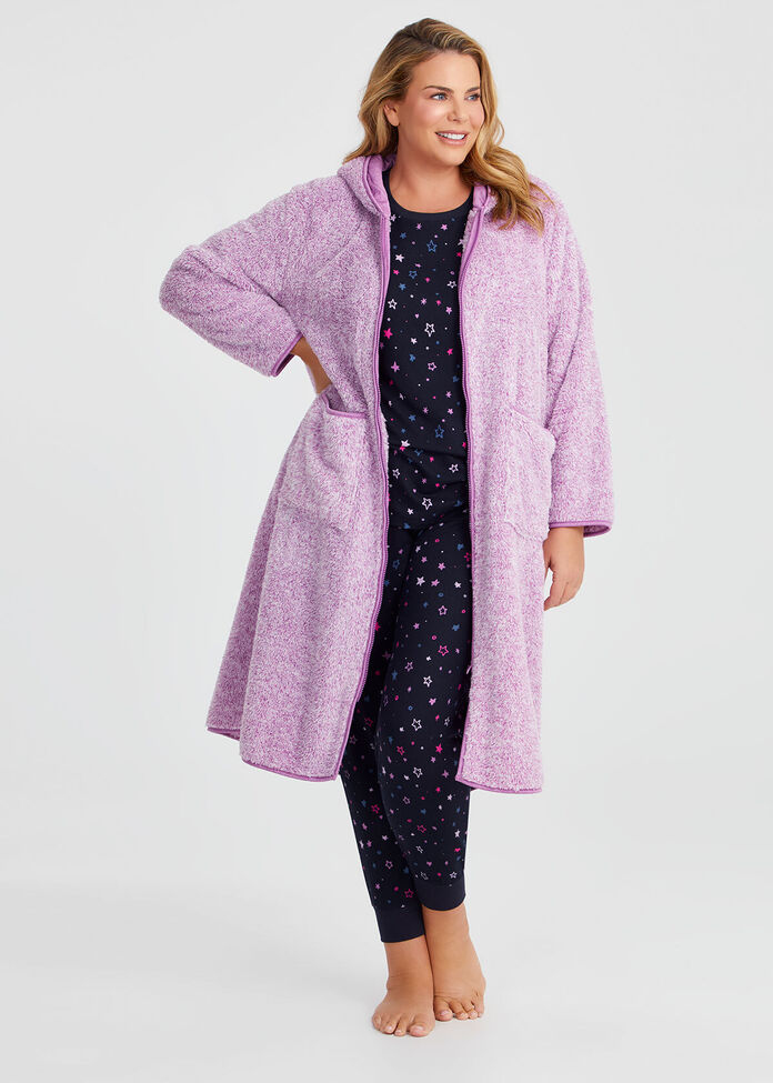 Shop Plus Size Hooded Zip Up Dressing Gown, Purple | Taking Shape NZ