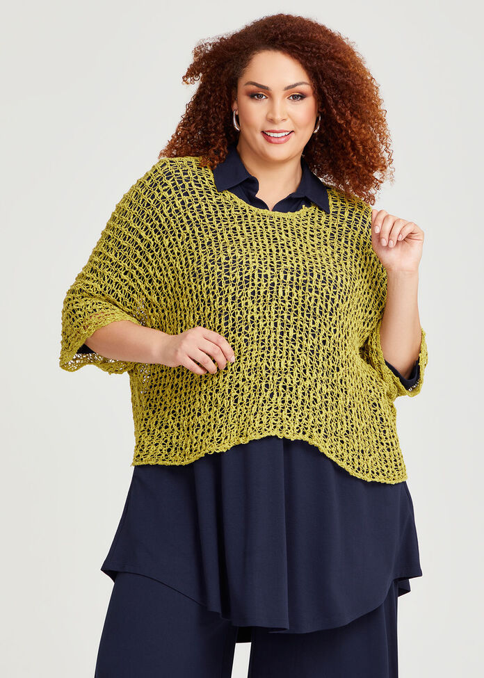 Shop Plus Size Boucle Gauze Knit Over Top, Green | Taking Shape NZ