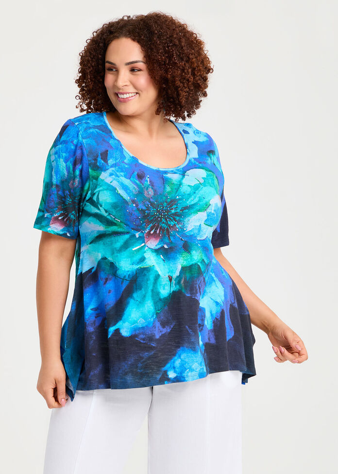 Shop Plus Size Blue Lagoon Cotton Modal Slub Top, Blue | Taking Shape NZ