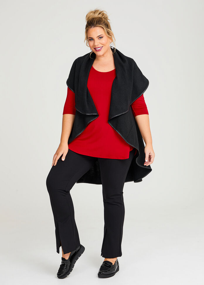 Plus Size Pu Trim Cascading Vest | Sizes 12-30 | Taking Shape