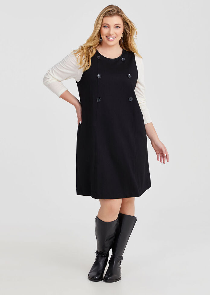 Shop Plus Size Ponte Button Shift Dress, Black | Taking Shape AU