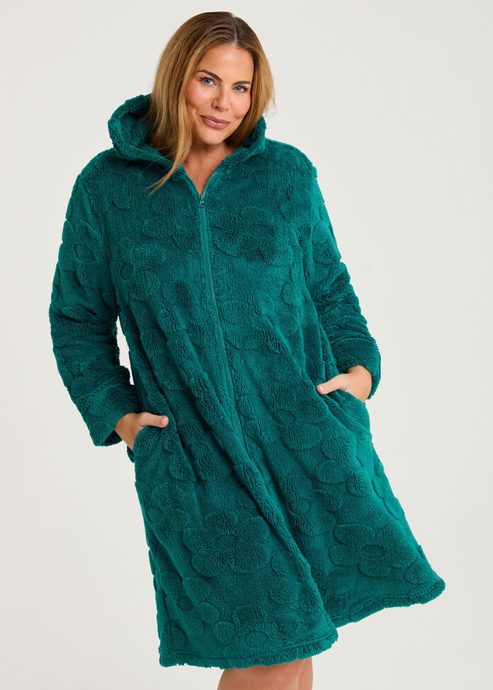 Shop Plus Size Jacquard Hooded Dressing Gown, Green | Taking Shape AU