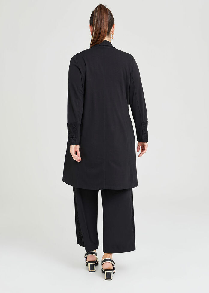 Shop Plus Size Bamboo Lace Ponte Cardigan Jacket, Black | Taking Shape AU