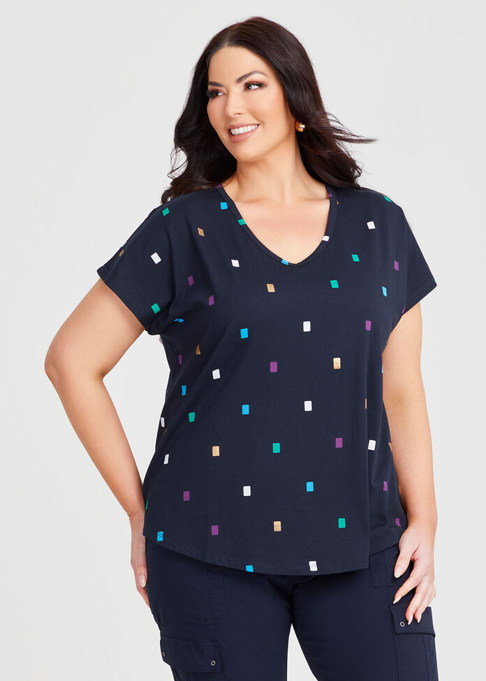 Shop Plus Size Cotton Foil Print T-shirt, Blue | Taking Shape NZ