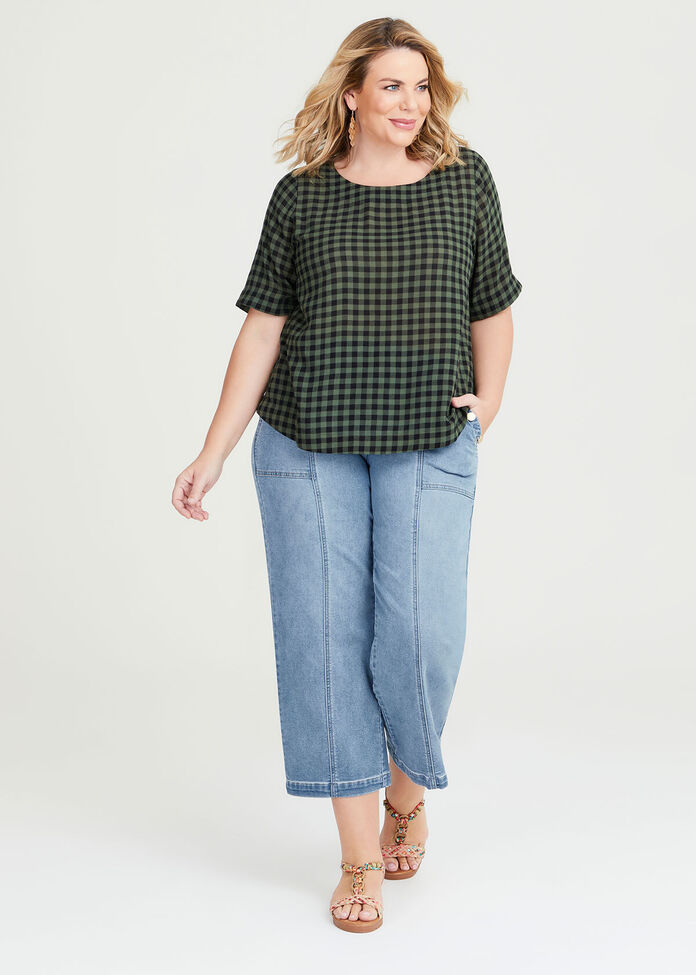 Shop Plus Size Natural Gingham Top, Green | Taking Shape AU