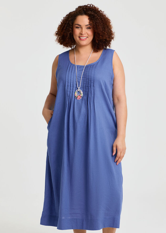 Shop Plus Size Linen Blend Olivia Dress, Blue | Taking Shape SG