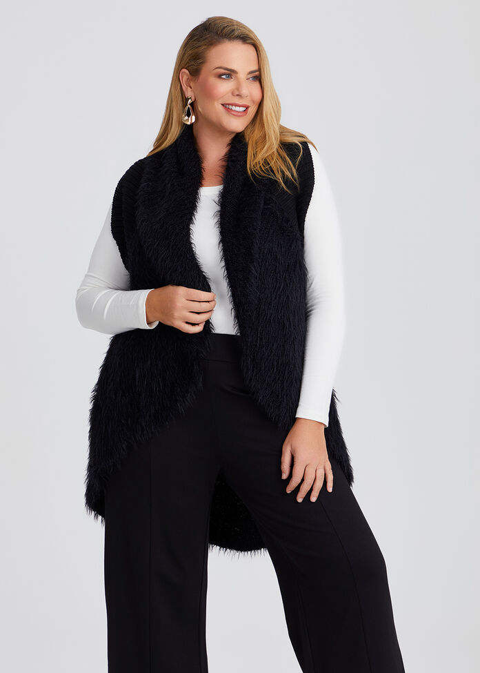 Plus Size Women's Fuzzy Black Vest: Shop Now | Taking Shape NZ