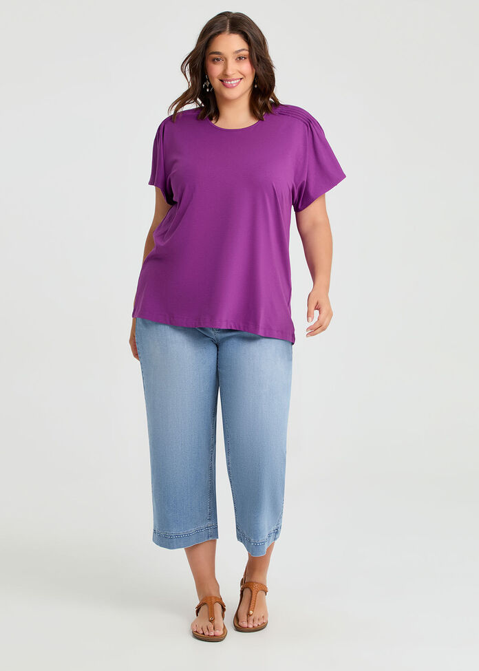 Shop Plus Size Cotton Pintuck Flutter Top, Purple | Taking Shape NZ