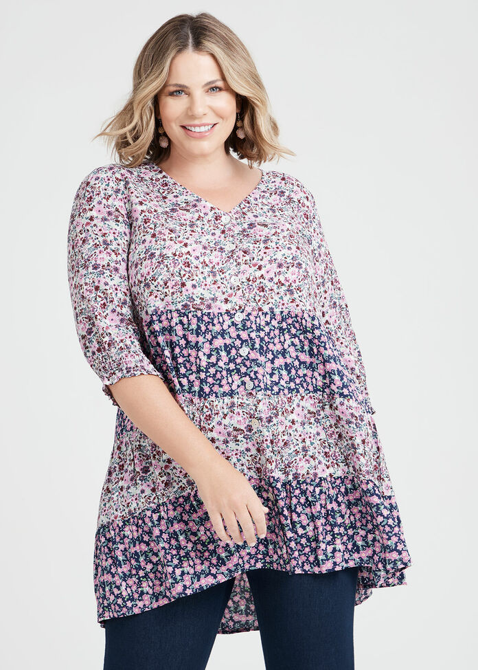 Shop Plus Size Natural Floral Mix Tunic in Print | Taking Shape AU