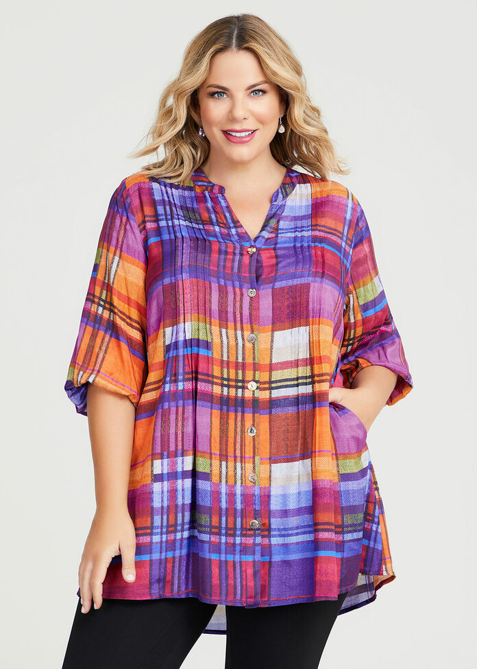 Shop Plus Size Multi Check Natural Shirt in Multi | Taking Shape UK