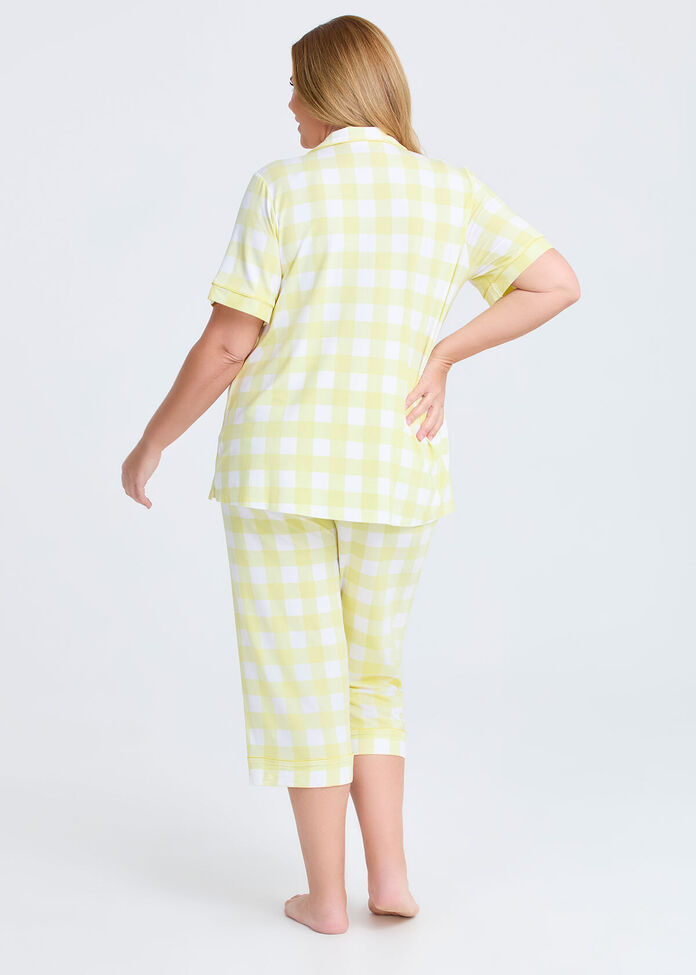 Shop Plus Size Modal Gingham Button Pyjama Top, Yellow | Taking Shape NZ