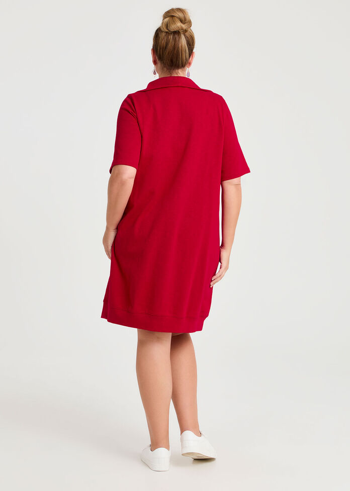 Shop Plus Size Zip Collar Short Sleeve Sweat Dress, Red | Taking Shape NZ