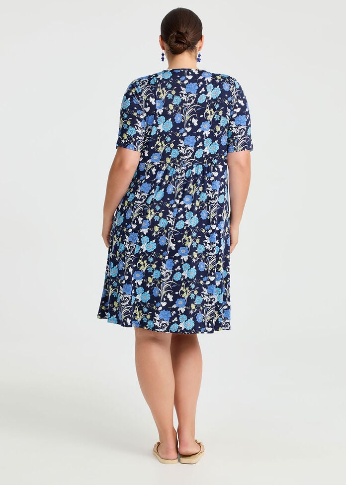Shop Plus Size Floral Empire Line Dress, Blue | Taking Shape CA